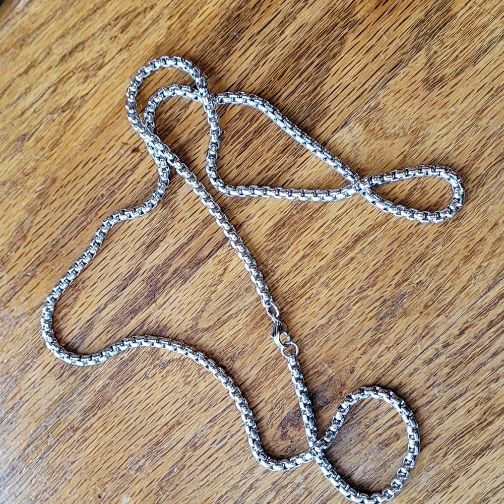 Heavy Silver Clasp Necklace - Gem